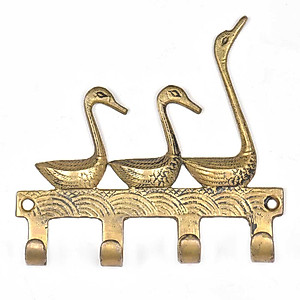Indian Shelf Animal Goose Wall Hooks for Hanging Brass Unique Vintage Gold Key Holder Decorative Backpack Hanger Farmhouse Duck Hooks Kids Towel Holder Geese Children Coat Hooks Wall Mounted Nursery
