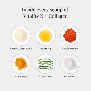 JSHealth Vitamins Vitality X + Collagen - Beauty Powder Supplement with Aloe Vera Silica and Vitamins C & E to Nourish Hair Skin and Nails (180g)