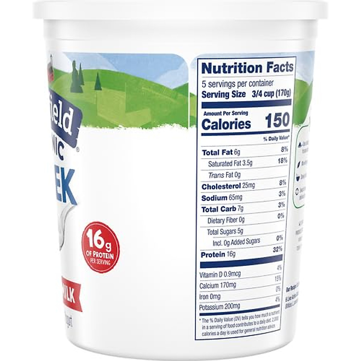 Stonyfield Organic Greek Whole Milk Yogurt, Plain, High in Protein (16g), Multiserving Snack & Cooking Substitute, 30 Oz