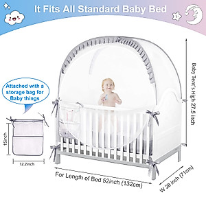 Crib Tents to Keep Toddler from Climbing Out Baby Safety Crib Tent Falls and Mosquito Bites Portable Baby Tents for Baby Cribs Sturdy & Stylish Infant Crib Topper