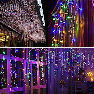 kemooie Outdoor Christmas Lights, 400 Led 26.2FT x3.3FT Hanging Curtain Lights, Connectable 8 Lighting Modes for Christmas Decorations Bedroom Wall Party Garden Decorations (Multicolor)
