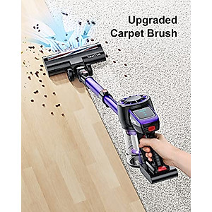 WLUPEL Cordless Vacuum Cleaner, 400W Stick Vacuum Cleaner with 30KPA Powerful Suction, Lightweight Handheld Vacuum LED Display for Carpet and Floor, Pet Hair (Hero 8-Purple)