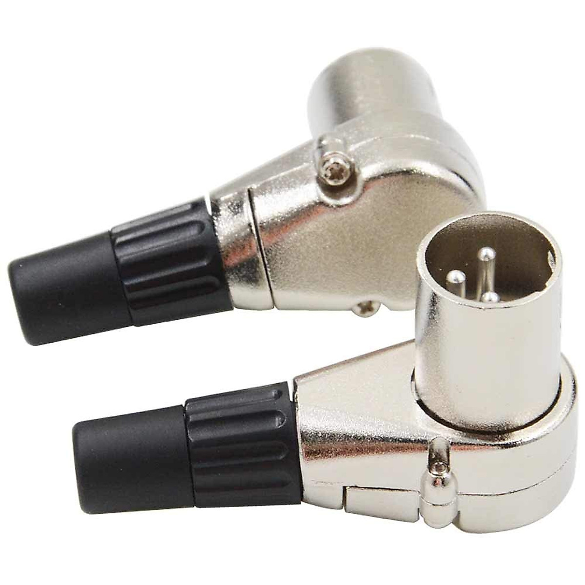 BNKENX 2 Pack of Adjustable Right Angle 3 Pin XLR Male Connectors - Pro Audio DJ Band XLR 7 Position Plugs XLR Male Female Plug Jack Right Angle 3 Pin Mic Microphone Speaker Audio Cable Connector