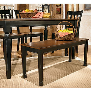 Signature Design by Ashley Owingsville Modern Farmhouse Dining Room Bench, Black and Brown