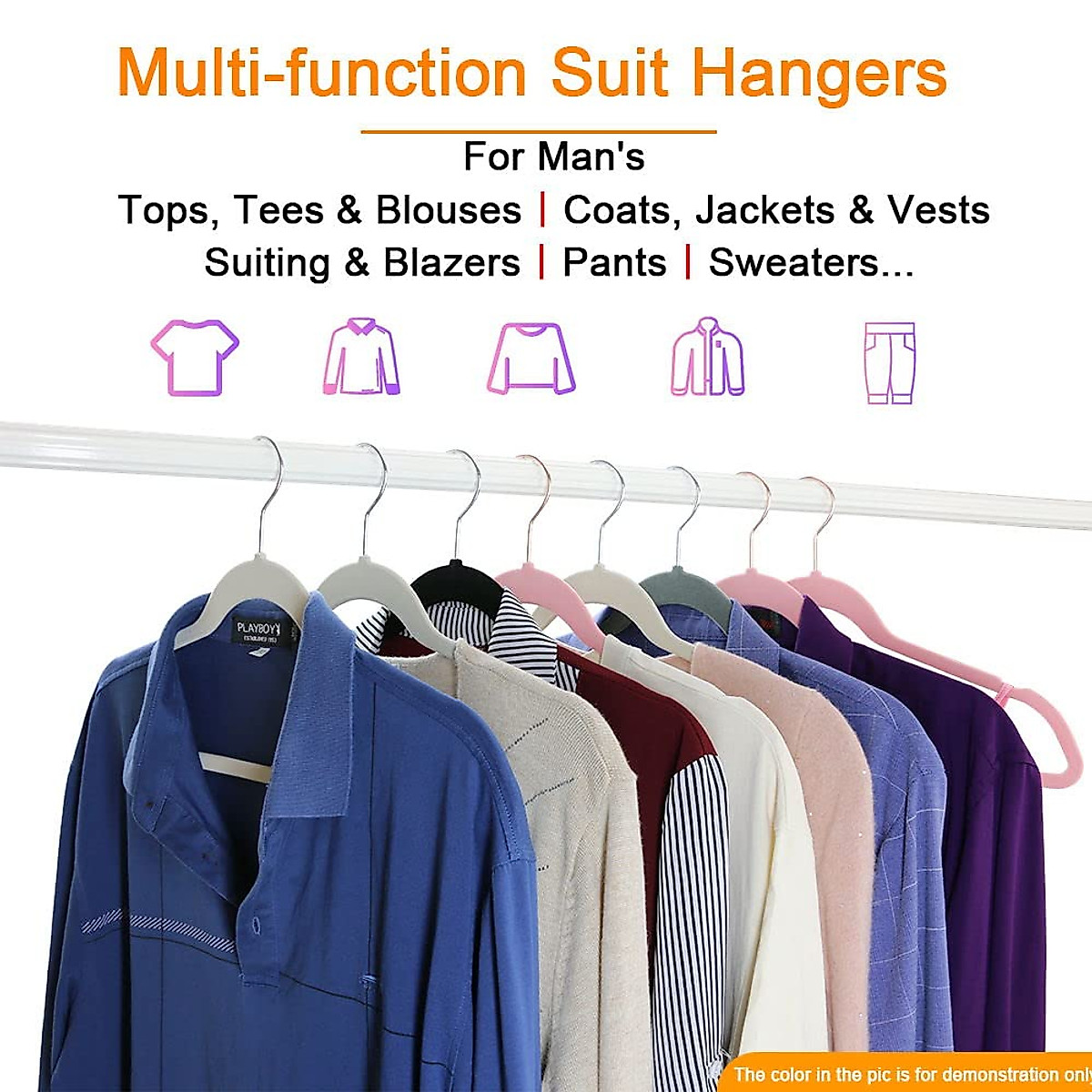 50+10 Pack Non-Slip Velvet Hangers Suit Clothes Hanger Space Saving Hangers 15~20LBS Heavy Duty Hangers 17.5"