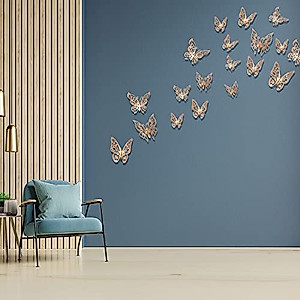 FYY 3D Butterfly Wall Decor, 72PCS 3 Styles 3 Sizes Gold Butterfly Wall Stickers Removable Wall Decals Butterfly Decorations for Room Decor Party Wedding Birthday Cake Rose Gold