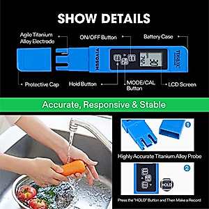 VIVOSUN TDS Tester 3-in-1 TDS EC & Temperature Meter Ultrahigh Accuracy Digital Water Quality TDS Tester (Blue)