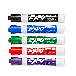 EXPO Low Odor Dry Erase Marker | Chisel Tip Markers | Whiteboard Markers, Assorted, 36 Count