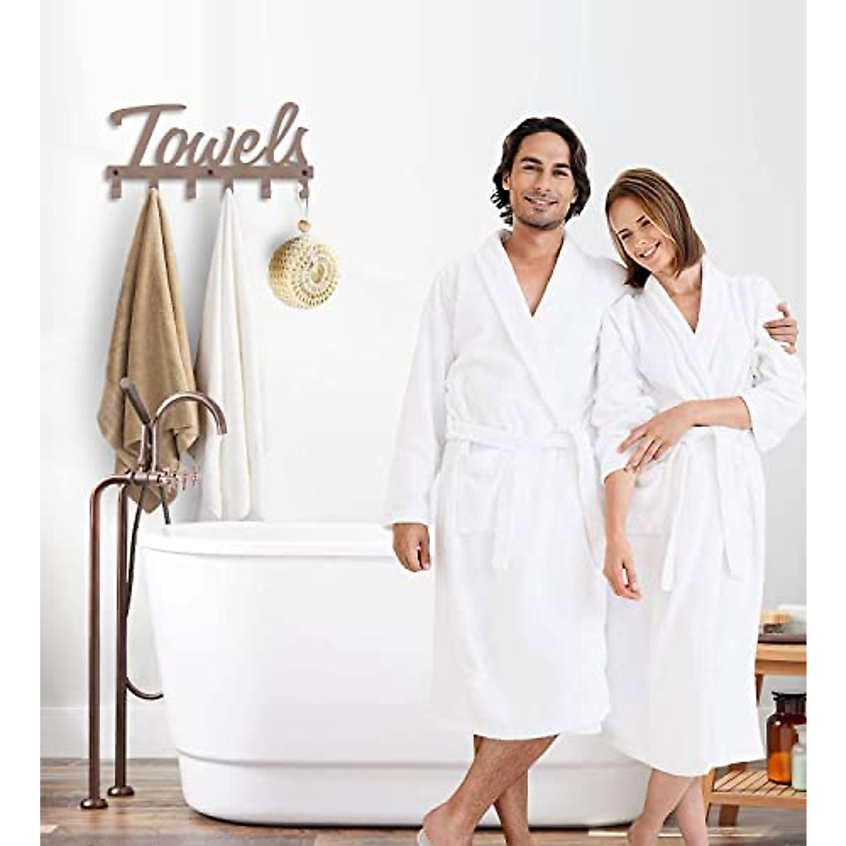 Livelab Towel Rack, Bathroom Towel Racks, 6 Hooks Bronze Towel Holder for Bathroom Wall Mounted Space Saving, Waterproof Rustproof Easy Install Towel Hanger to Hang Your Towels, Robes, Clothing