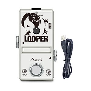 Amuzik Looper Electric Guitar Effect Loop Pedal 10 Minutes of Looping Unlimited Overdubs USB Port True Bypass