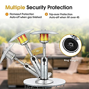 Tangkula Tabletop Propane Patio Heater, 11,000 BTU Portable Outdoor Heater W/Adjustable Flame, Simple Ignition System, Tipping-Over Protection, Ideal for Courtyard, Garden, Patio Restaurant (Silver)