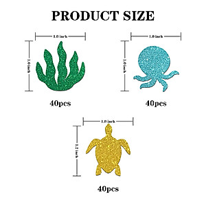 Ocean World Sea Animals Confetti Glitter, Birthday, Wedding Scatter Confetti, Under the Sea Octopus Turtle Seaweed Table Decorations Confetti, 120pcs