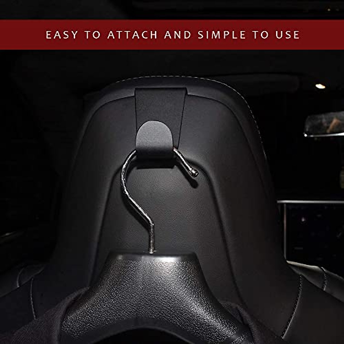 CoolKo Tesla Aluminum Alloy Hooks Seat Headrest Bag Holder Garment Clothes Coat Hangers - Model S X 3 Y (Set of 2)