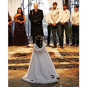 Baby Flower Girls Hooded Cape Winter Wedding Cloak for Kids Junior Bridesmaid Warm Fur Black 44 Inches