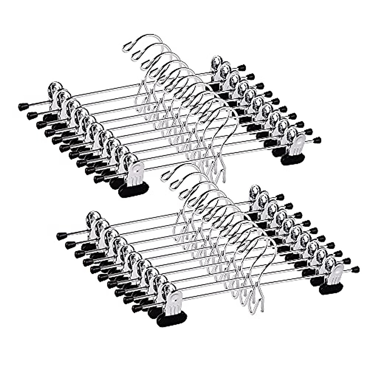 Better to U 13 Inch Stackable Metal Pants Hanger 20 Pack, Space-Saving Hanger with Non-Slip Adjustable Big Clips, Skirt Trousers Hanger Add-on Hook for Jeans Slacks Boutique