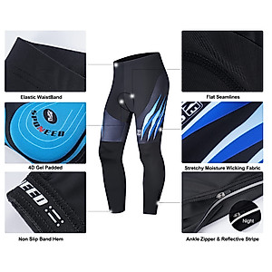 Men's Cycling Suit Shirt Bicycle Jersey Gel Padded Long Pants Biking Sets Clothing Outfits US L Blue Black