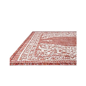 Unique Loom Outdoor Traditional Collection Area Rug - Antique (7' 10" x 10' Rectangle Rust Red/Ivory)