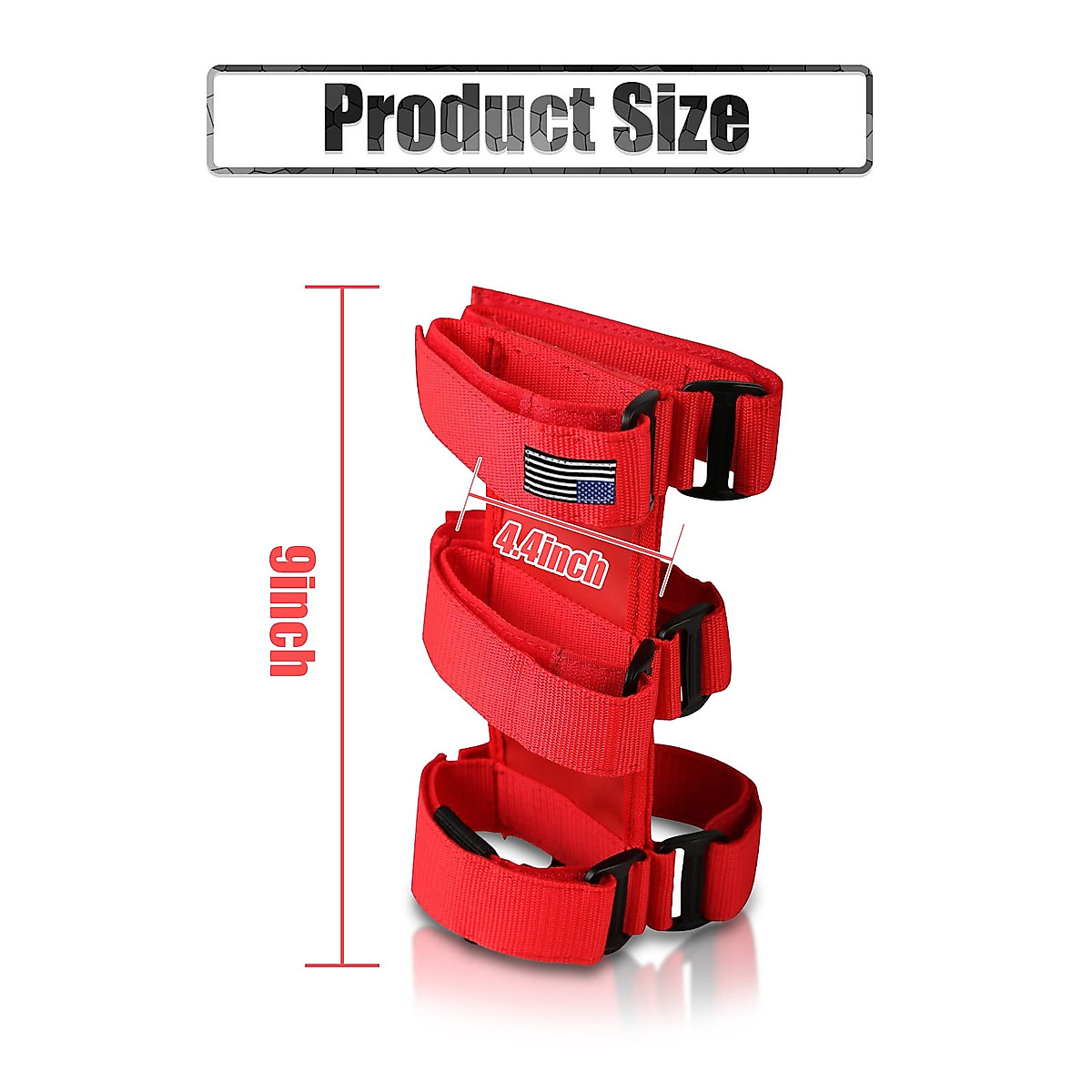 Miytsya 1 PC Fire-Extinguisher Holder Adjustable Roll Bar, Jeep Wrangler Roll Bar Fire Extinguisher Strap, American Flag Pattern, Universal for Jeep Wrangler 1965-2022 JK JKU TJ CJ Gladiator (Black)