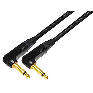 WORLDS BEST CABLES 2 Units - 10 Inch - Guitar Instrument Cable CUSTOM MADE using Mogami 2524 wire and Neutrik NP2RX-B ¼ Inch (6.35mm) Right Angled Gold TS Connectors