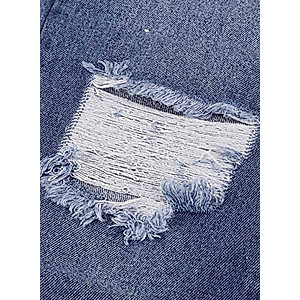 Sidefeel Women's Boyfriend Jeans Loose Stretchy Ripped Distressed Denim Pants Size 8 Sky Blue