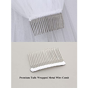 SAMKY 1T 1 Tier 1/8" Ribbon Edge Wedding Veil - Light Ivory Fingertip Length 36" V538