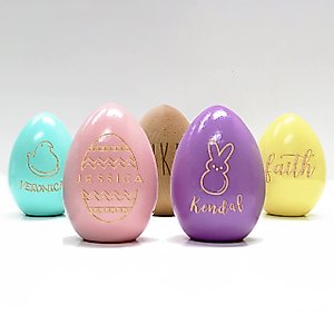 MYETCHEY Personalized Easter Egg Easter Basket Stuffers for Babies Baby Easter Easter Gifts for Toddlers Wood Easter Egg Easter Basket Stuffers for Toddler
