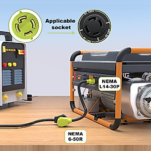 AOWEITOUR Generator Welder Adapter,NEMA L14-30P Male Plug to 6-50R Female Socket,4 Prong Generator to Welder Adapter Plug Power Cord,STW 10 AWG(1.5FT)