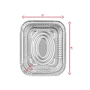 Comfy Package [50 Count 1 lb capacity, Disposable Aluminum Foil Pans, 5x4 Disposable Takeout Pans with Clear Plastic Dome Lids, Great For Baking, Cooking, Storage, and Freezing