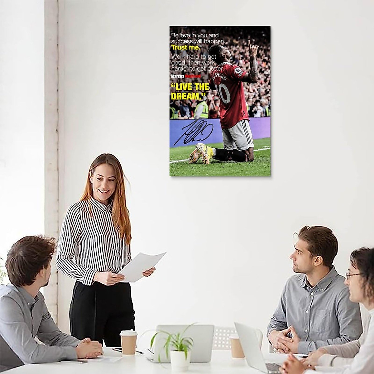 Sports Soccer Star Marcus Rashford Motivational Signed Poster Classic Inspirational Modern Home Living Room HD Picture Printing Decoration Gift. Unframe-style, 12x18inch(30x45cm)