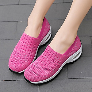FlekmanArt Sneakers for Women Walking Women Walking Shoes Winter Womens Tennis Shoes Nurses Women Sneaker Wide Hypersoft White Women's Sneakers(6.5,4-Hot Pink)