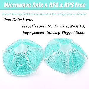 Breast Therapy Ice Packs, Hot and Cold Breast Pads, Breastfeeding Essentials Large Gel Bead Packs for Moms, 2 Pack (2 Ice Pack (Teal))