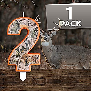 Havercamp Next Camo Party Birthday Number 2" Candle | 1 Count | Great for Hunter Themed Party, Camouflage Motif, Birthday Event, Graduation Party, Father's Day Celebration, Wedding Anniversary