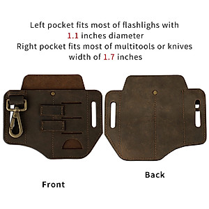 Leather EDC Multi-Tool Holder - Belt Pouch for Tools, Torch, Pen, Key Ring, Robust & Fashionable, Suitable for Professional & Everyday Carry, Perfect Present for Him
