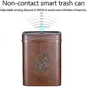 UNNIQ Trash can, Intelligent Induction Trash Can,8L Touchless Smart Wooden Trash Can,Mute Intelligent Environmental Protection Adjustable Sensing Distance Storage Bucket