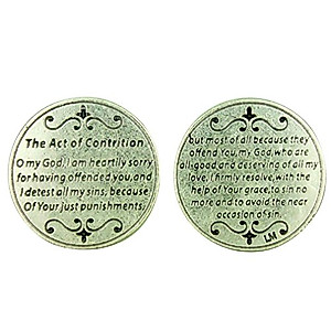 Devotional Pocket Token with Catholic Church Prayer "The Act of Contrition"