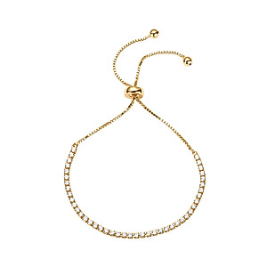 PAVOI 18K Gold Vermeil Cubic Zirconia Classic Tennis Bracelet for Women in Yellow Gold