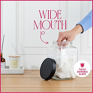 kitchentoolz Large Glass Jar Container Set - Retro Design - Food Storage & Pantry Organization Canisters Cookie, Flour, Tea, Sugar, Candy Jars Storage - Set of 3