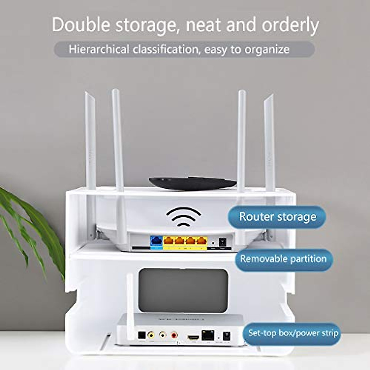 Floating Shelves Surge Protector for Switchboard Cover and Wire Management Container Router and Cable Management Box Wall-Mounted for Desktop Floor with Router Frame