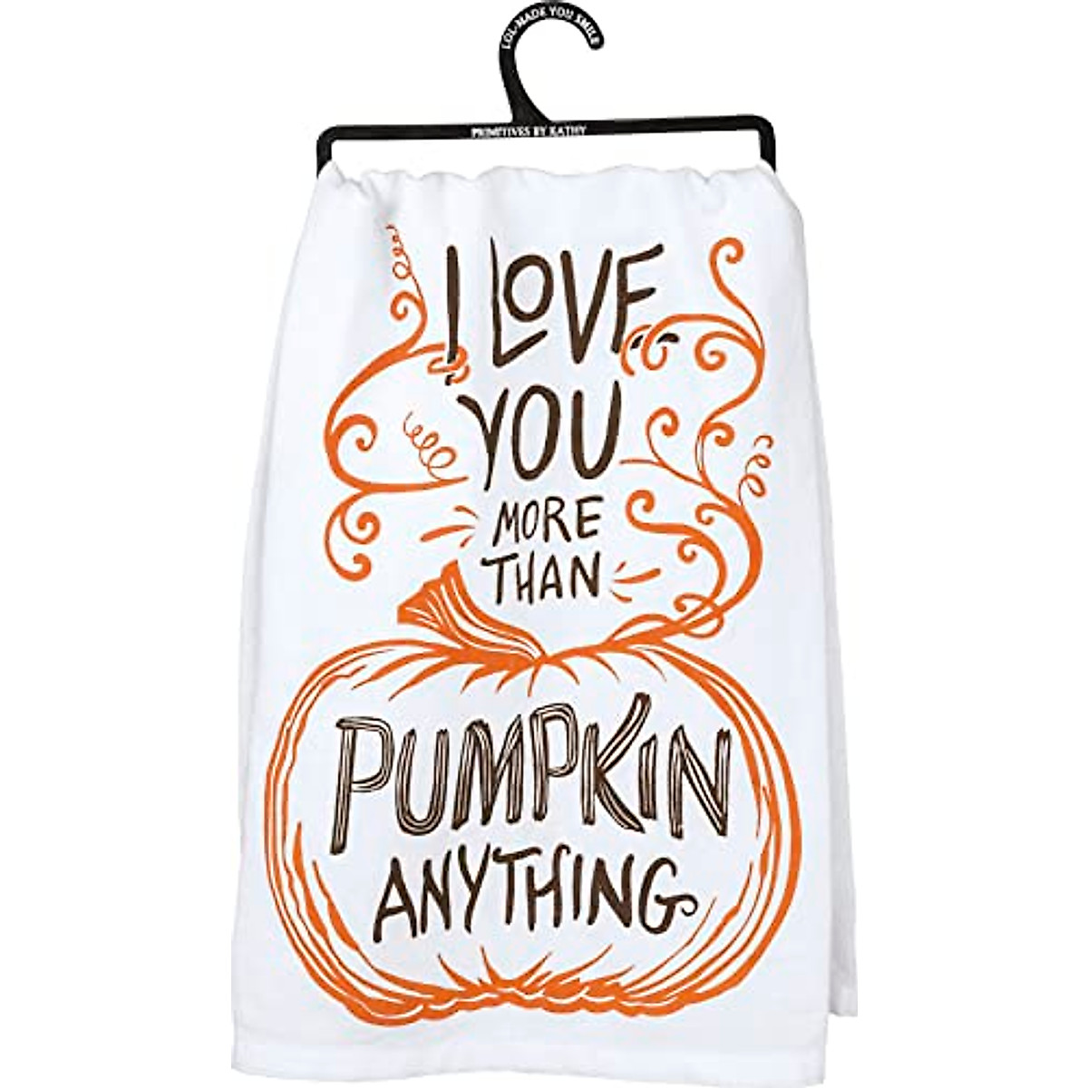 Primitives by Kathy Dish Towel-Pumpkin, 28x28 inches, White, Orange