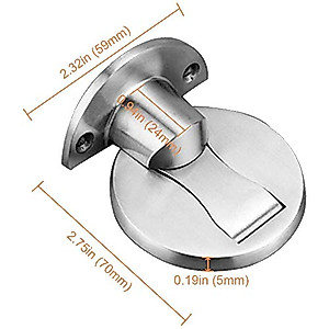 KOLAKO Magnetic Door Stop,Magnetic Door Stopper Brushed Satin Nickel,Floor Metal Magnetic Door Catch Invisible Door Holder with Adhesive,Stainless Steel Heavy Duty Silver Doorstop