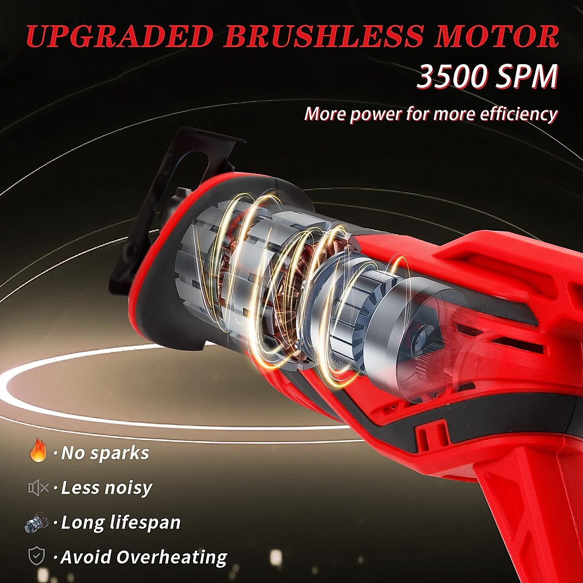TIKTIK Reciprocating Saw Cordless,0-3500 SPM Portable Reciprocating Saw with 2 x 4.0Ah Battery,12 Saw Blades,Tool-free Blade Change,21V Brushless Power Reciprocating Saws for Wood/Metal/PVC