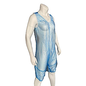 Haian PVC AB Unisex Snap Through Crotch Romper (Large, Transparent Blue)