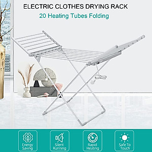 ZAVAYA Portable Electric Heated Clothes Dryer, 147 X 54 X 94cm Foldable Energy Saving Clothes Airer, Towel Warmer for Bathroom Laundry Room Apartment