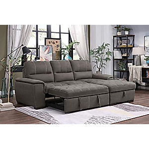 Homelegance 98" Convertible Sectional Sofa with Storage, Taupe