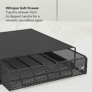 K-cup Coffee Pod Holder for Counter, Coffee Station for Keurig Pods - Coffee Bar Accessories - Caddy Dispenser with Sliding Drawer for Kitchen Organizer - Holds 36 Cups | The Mesh Collection, Black