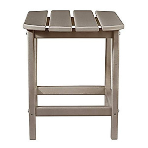 Signature Design by Ashley Sundown Treasure Outdoor Patio HDPE Adirondack Chair, Light Brown & Sundown Treasure Outdoor Patio HDPE Weather Resistant End Table, Brown