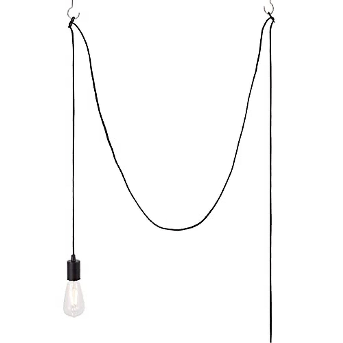 Gruenlich Plug in Pendant Lighting, Hanging Light Kits with ON/Off Switch, 15 Feet Cord, Bulbs Not Included, Black, 1-Pack