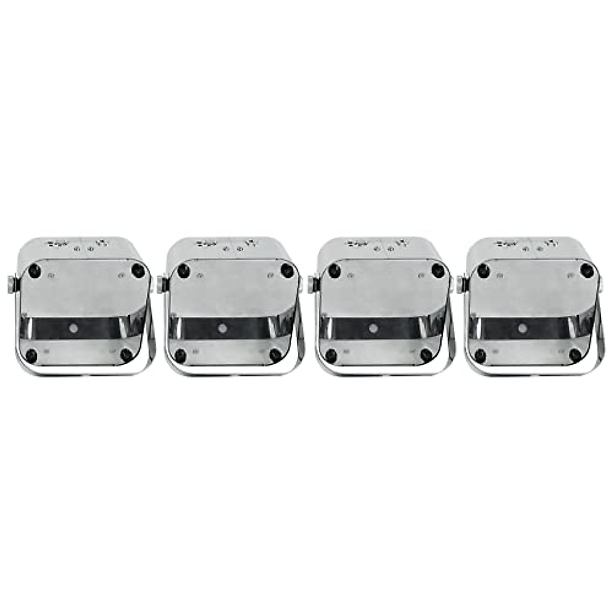 Rockville 4 Pack Mini RF3 Bright DJ Par Up Lights+Bag+RF Remotes+Wireless DMX, Silver