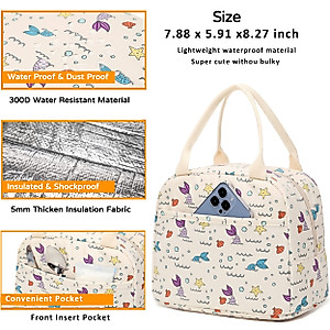 Laptop Backpacks 16 Inch School Bag with Lunch Box Set College Elementary Backpack Cute Lunch Bag Anti Theft Travel Daypack Large Bookbags for Teens Girls Women Kids Students (Beige-Mermaid)