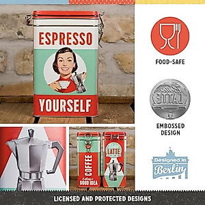 Nostalgic-Art 31104聽Say it 50's - Espresso Yourself, Metal Clip Top Box, Coffee Tin, Aroma Protection, Storage Tin
